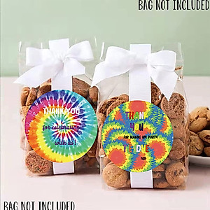 Hilgue, 80 Pcs Tie Dye Thank You Stickers, Tie Dye Thank You Stickers, 60's Groovy Party Favors Labels Birthday Baby Shower Decorations (2 Inches), 2 Inch (Pack of 80)