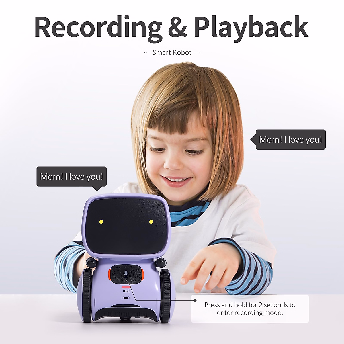 GILOBABY Kids Robot Toys, Interactive Toys Companion Smart Talking Robotic with Voice Control Touch Sensor, Singing, Dancing, Recording, Repeat, Birthday Gifts for Girls Ages 3+ Years (Purple)
