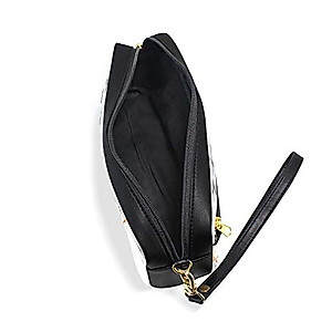 ALAZA Cute Pencil Case White Marble with Gold Geometric Lines Pen Cases Organizer PU Leather Comestic Makeup Bag Make up Pouch