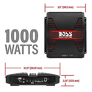BOSS Audio Systems PT1000 2 Channel Car Amplifier - 1000 Watts, Full Range, Class A/B, 2-8 Ohm Stable, Mosfet Power Supply, Bridgeable