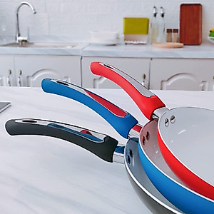 SHINEURI 6 Pieces Nonstick Pans with Lid, Nonstick Frying Pan with Lid, Ceramic Pans with Lid, Nonstick Skillet with Lids, Non-stick Skillet, Ceramic Skillets, Ceramic Nonstick Pan Set - 8/9.5/11 inch