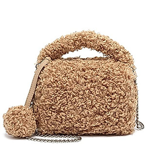 Scarleton Faux Fur Crossbody Bags for Women, Fluffy Top Handle Shoulder Bag, Fuzzy Purses for Women with Chain Strap, H209604 - Brown