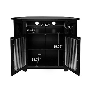 weselon Corner TV Stand for TVs up to 48 Inch, Media Entertainment Center with Storage Shelves and 2 Doors, Console Table Buffet Cabinet for Living Room Bedroom