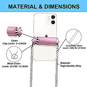 Universal Detachable Metal Phone Case with Lanyard Clip for iPhone, Galaxy & Most Smartphones - Pink