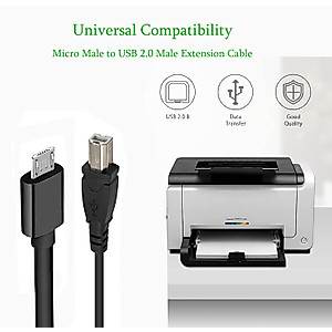 Traovien Micro USB to Printer Cable, 2PCS Micro USB 5pin Male to USB Type B Data and Charge Cable,Android Phone pc to Printer Cable Printer,Scanner,Electronic midi Piano,Etc.(1M/3.3Feet)