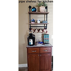 ROGMARS Industrial Pipe Shelf Floating Shelves Bathroom,Industrial Pipe Shelving Farmhouse Bathroom Shelves with Towel Bar Towel Rack Over Toilet Industrial Shelf Rustic Wall Wood Shelves 19.7 Inch