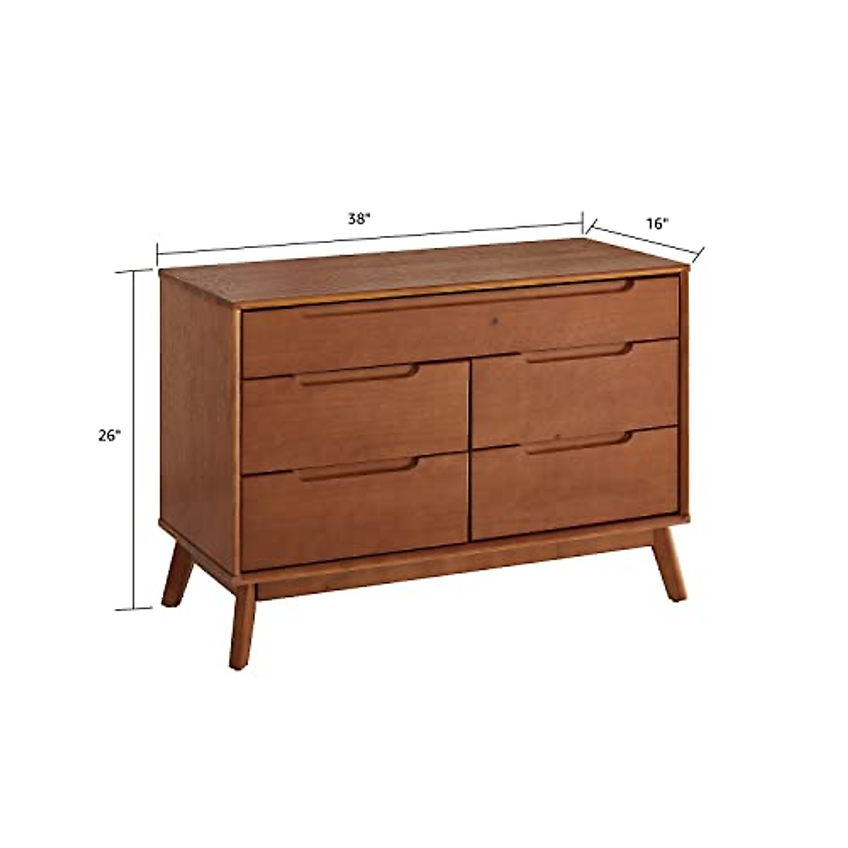 MUSEHOMEINC Mid Century Dresser for Bedroom,Wood Dressers & Chests of Drawers, Clothes Storage Cabinet, 3 Tier Storage Organizer,5 Drawer Dresser for Closet/Living Room/Hallway/Nursery, Walnut