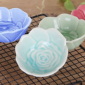 VanEnjoy 4 pcs Colorful Glaze Flower Pattern Ceramic Soy Sauce Dipping Bowls Appetizer Plates Serving Dishes Condiment Dish