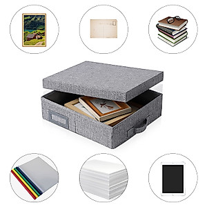 Comche Linen Scrapbook Storage Box Photo Storage Boxes,14.6 '' x 13 '' x 4 '',Gray,Document Letter Box, Photo Box for Storage (3)