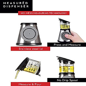 DWËLLZA KITCHEN Olive Oil Dispenser Bottle for Kitchen and Olive Oil Sprayer for Cooking Set – Olive Oil Sprayer Mister 6 OZ and Glass Oil Bottle 17 OZ with Measuring Pump Drip-Free Stainless Spout