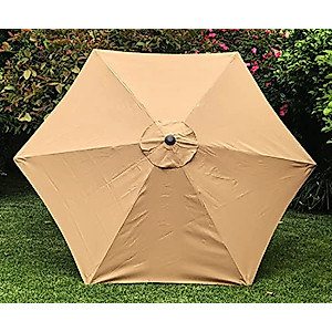 Bellrino Replacement Umbrella Canopy for 9ft 6 Ribs Tan color (Canopy Only)