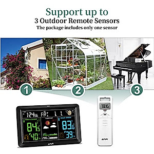 【 AFIFI 】 Wireless Weather Station with Atomic Clock, Indoor Outdoor Thermometer and Hydrometer, Weather Forecast with Barometer, HD Colour Display with Adjustable Backlight