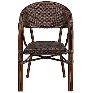 Flash Furniture Milano Series Cocoa Rattan Restaurant Patio Chair with Bamboo-Aluminum Frame