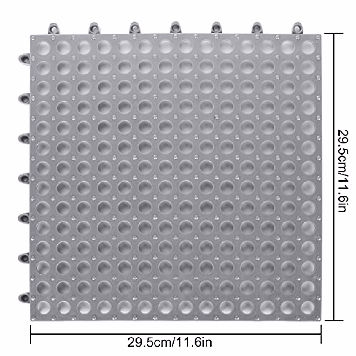 12 Pack 11.8" x 11.8" Interlocking Floor Tiles with Drain Holes Soft PVC Non Slip Shower Floor Mat Rubber Flooring Drainag Mat for Pool, Patio, Balcony, Kennel, Poultry, Dog, Grey&White
