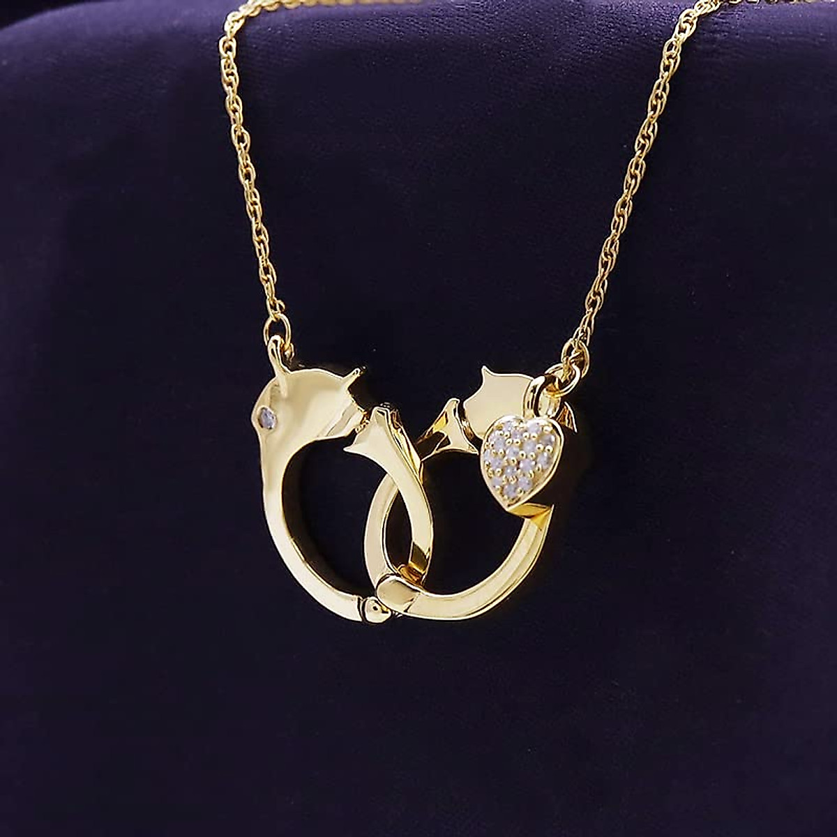 AFFY White Natural Diamond Accents Hand Cuff Pendant Necklace in 14k Yellow Gold Over Sterling Silver