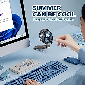 KIBEE Portable Fan,5200mAh Rechargeable Handheld Fan,180° Foldable Hand Fan,personal Fan,3 Wind Speeds Camping Fan.Mini Fan for outdoor,home,makeup,office(Black)