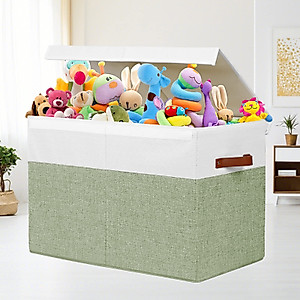Large Toy Storage Box Chest with Lid, Sturdy Toys Boxes Bin Organizer Baskets for Nursery, Closet, Bedroom, Playroom 25"x13" x16"