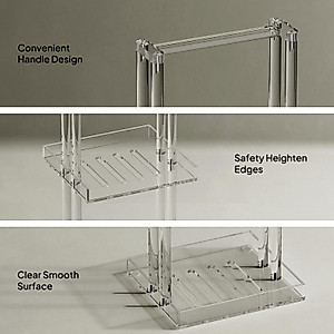 Aquiver Acrylic Standing Shower Caddy - 3 Tier Shower Organizer Stand with Handle - Corner Shower Caddy for Inside Bathroom, Bathtub, 11'' L x 10'' W x 34.6'' H, Clear