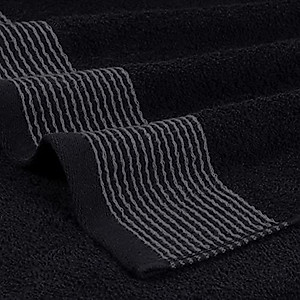 BELIZZI HOME 100% Cotton Ultra Soft 6 Pack Towel Set, Contains 2 Bath Towels 28x55 inchs, 2 Hand Towels 16x24 inchs & 2 Washcloths 12x12 inchs, Compact Lightweight & Highly Absorbant - Black