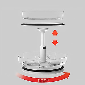 ROYALITA 2 Tier Lazy Susan Organizer for Cabinet, Upgraded 11.5" Clear Lazy Susan Turntable for Table, Detachable 360° Rotating Lazy Susan Spice Storage for Kitchen, Pantry, Refrigerator, Countertop