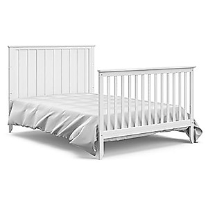 STORKCRAFT Forrest 5-in-1 Convertible Crib with Drawer (White) – GREENGUARD Gold Certified, Crib with Drawer Combo, Full-Size Nursery Storage Drawer, Converts to Toddler Bed, Daybed and Full-Size Bed