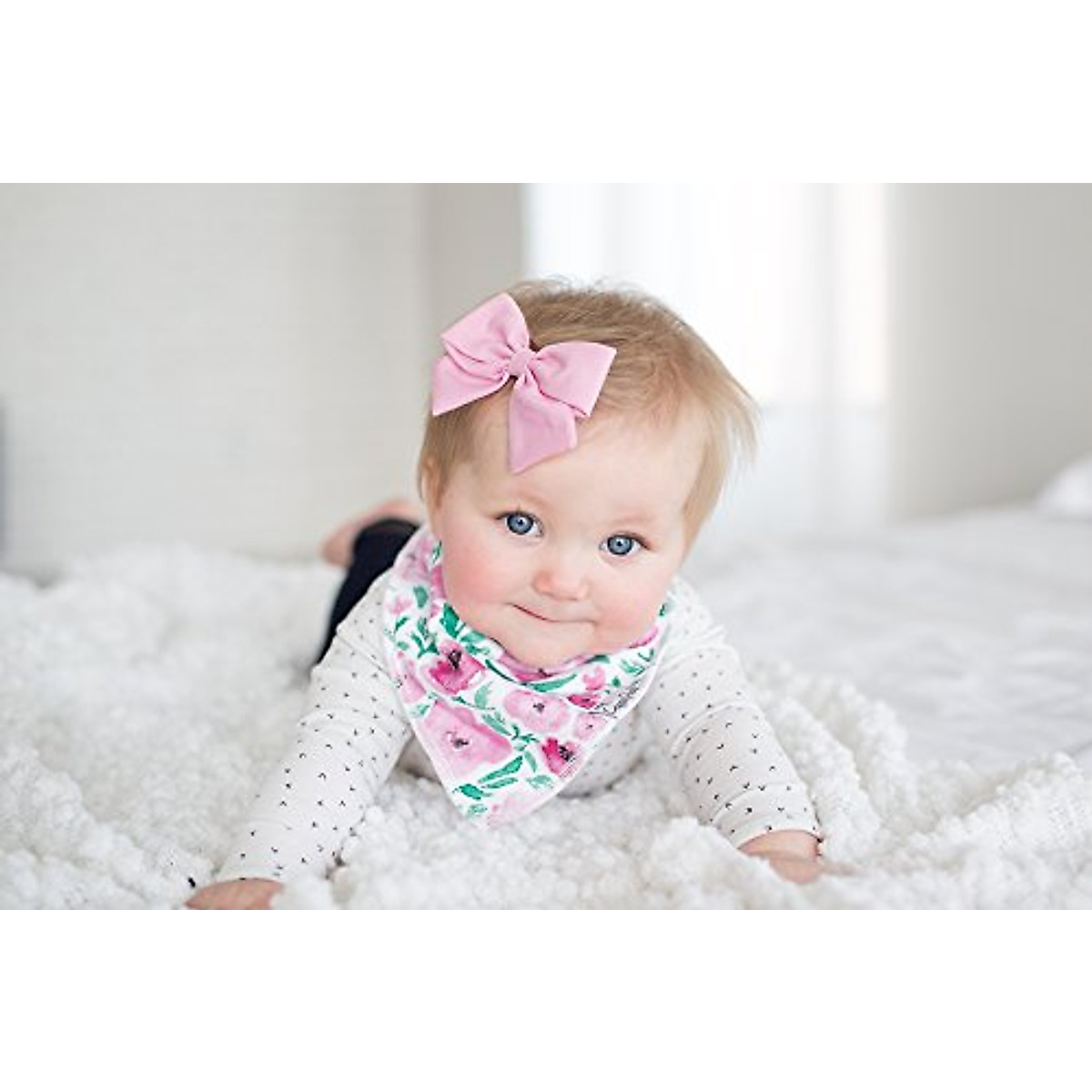 Copper Pearl Baby Bandana Drool Bibs for Drooling and Teething 4 Pack Gift Set “Bloom, Soft Set of Cloth Bandana Bibs for Any Baby Girl or Boy, Cute Registry Ideas for Baby Shower Gifts