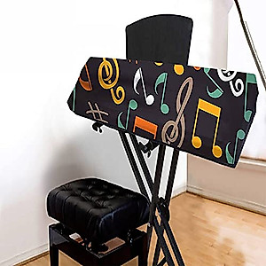 Piano Keyboard Cover,Stretchable Dust-proof Piano Cover with Adjustable Elastic Band for Electronic Keyboard,Digital Piano Keyboard Bags Cases Covers with Music Symbol Print, Suit for 61/88 Keys.