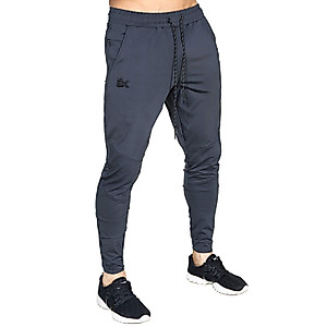 BROKIG Mens Lightweight Gym Jogger Pants,Men's Workout Sweatpants with Zip Pocket(Dark Grey,Large)