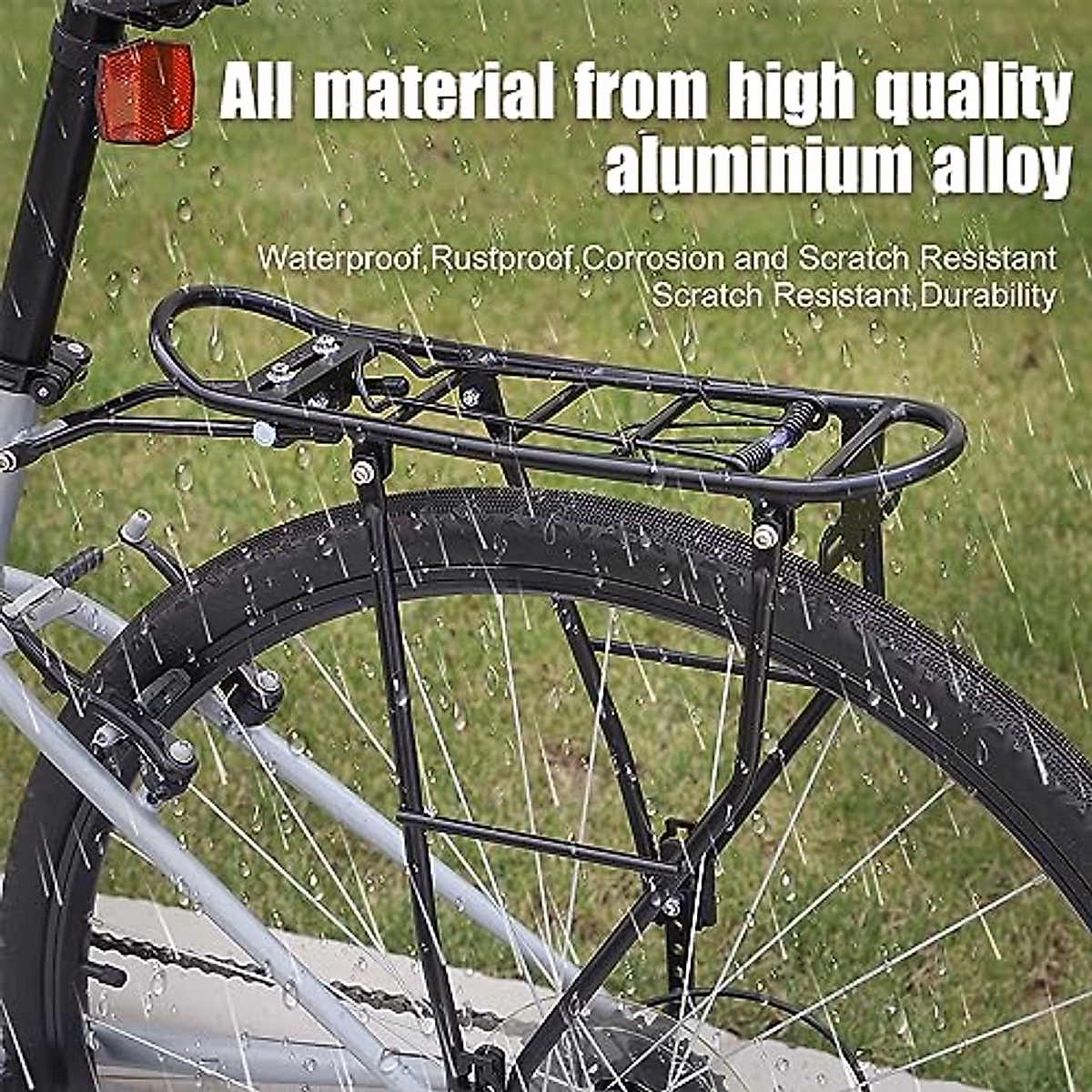 WEEROCK Bike Rear Rack 55LB Load Bearing Capacity Luggage Carrier, Height Adjustable Bike Cargo Rack Suits for 24-28 Inch Bike, Black