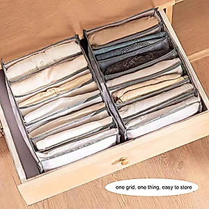 SALOMOCA 3 Set Cloth Drawer Organizer Nylon Fabric Foldable Storage Box Closet Compartment Dividers Clothes Collapsible Organization for Tshirt Jeans Pants(Grey, 7/9 Cells)