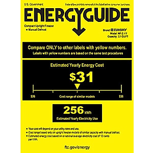 EUHOMY Upright freezer, 2.1 Cubic Feet, Single Door Compact Mini Freezer with Reversible Stainless Steel Door, Removable Shelves, Small freezer for Home/Dorms/Apartment/Office (Silver)