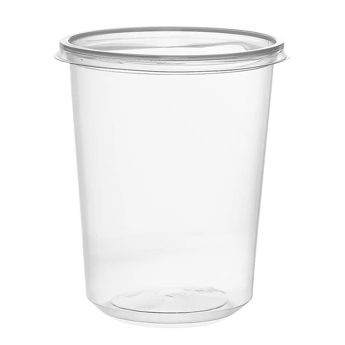 VeZee Lightweight - 32oz - Clear Disposable Round Food Storage Deli Containers with Lids To-Go, Microwavable, Leak Proof, BPA-free : Set of 100