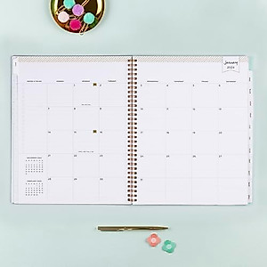Blue Sky Day Designer 2024 Weekly and Monthly Planner, 8.5" x 11", Frosted Cover, Wirebound, Secret Garden Mint (140101-24)