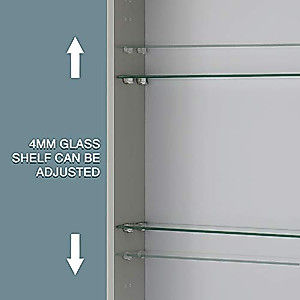 ES-DIY 20''x 30''LED Lighted Bathroom Medicine Cabinet with Mirror, Surface Lighted Medicine Cabinet,Dimmable,Adjustable Shelve,Intelligent Switch Medicine Cabinet, Aluminum Frame,Hinge On Right Side