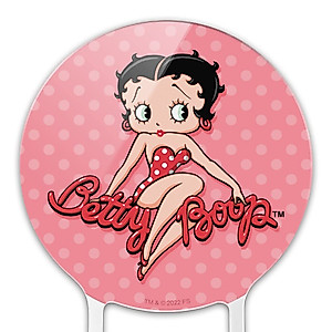 Acrylic Betty Boop Pink Polka Dots Cake Topper Party Decoration for Wedding Anniversary Birthday Graduation