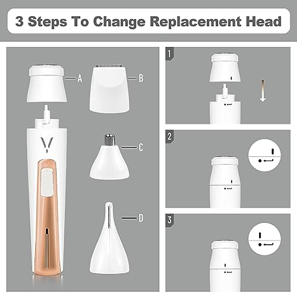 Face Razors for Women, Rechargeable 4 in 1 Facial Hair Removal and Eyebrow Nose Trimmer, Painless Bikini Trimmer, Shaver for Body, Arms, Armpit, Peach Fuzz on Upper Lip and Chin, Waterproof, Plum