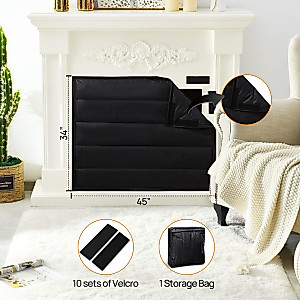 TURBRO Magnetic Fireplace Cover, 45” W x 34” H Magnetic Fireplace Draft Blocker, Indoor Vent Insulation Draft Stopper, Prevent Heat and Cold Air Loss, fits for Iron and Brick Frame, with Sticky Tapes