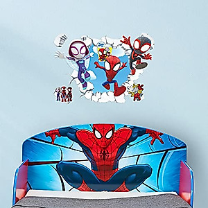 Spiderman Wall Stickers Boys Cartoon Bedroom Background Wall Decoration Self-Adhesive Wall Sticker PVC Material 3D Cartoon