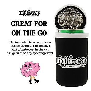 Nightcap Beer Can Cooler with Zippered Cover, Black - The Reusable, Insulated Can Cooler Sleeve Keeps Drinks Cold and Unwanted Particles Out - Easy to Hold Can Coozie Fits Most 12 oz Can Beverages