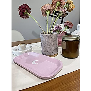 Brando Moon Small Tray - Pink Lightweight Plant Based Tray - Made from Plants - Eco Friendly Low Carbon Kitchen Tool - Curved Edges and Smooth Surface - Travel Size 8 x 4.1 inches