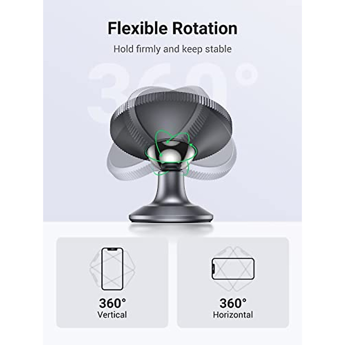 UGREEN Magnetic Car Phone Holder for Dashboard Cell Phone Mount Magnet Holder Adjustable Compatible with iPhone 14 13 Pro Max, iPhone 12 11 Plus SE XS XR 8 7, Samsung Galaxy S22, Google Pixel