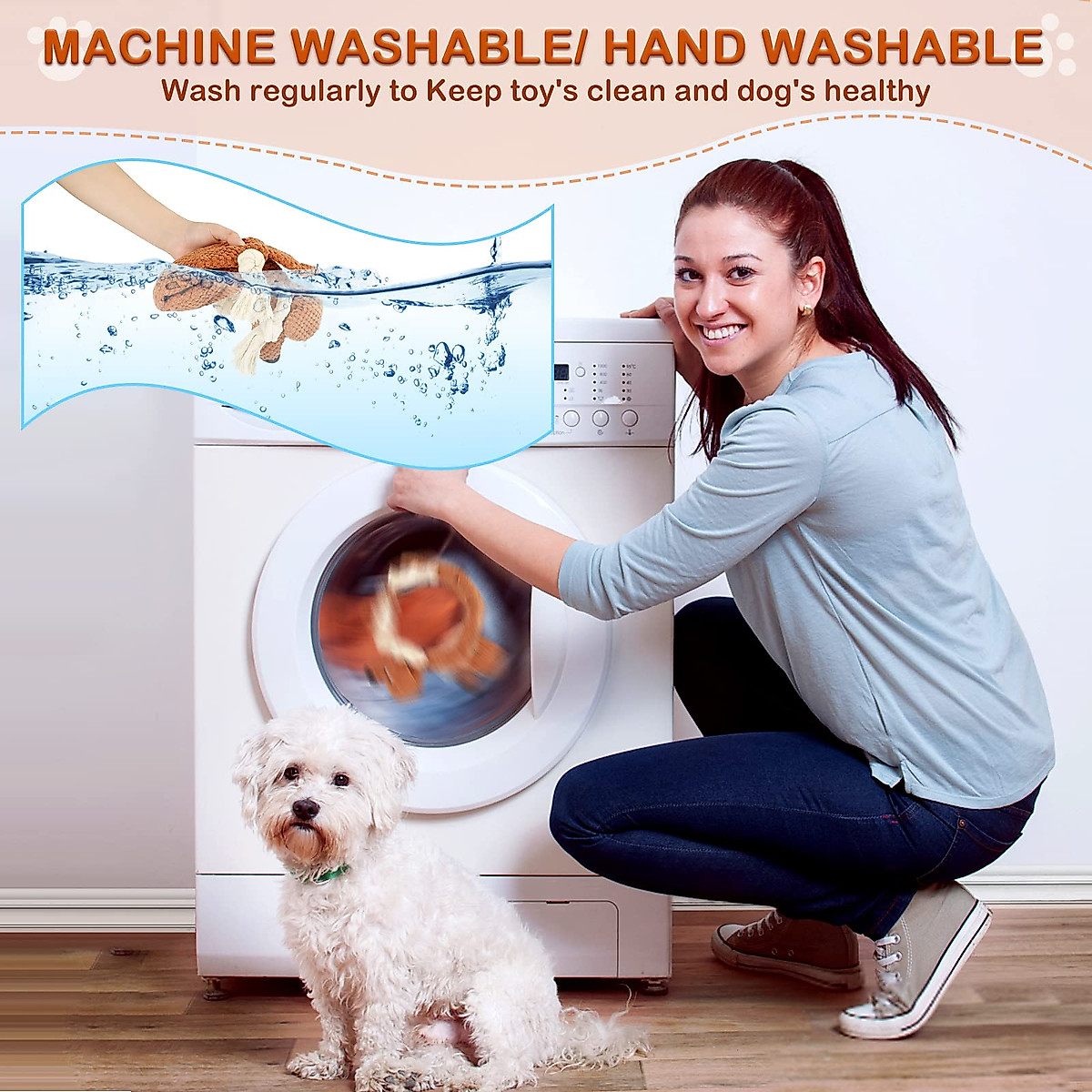 Letsmeet Dog Toys,Squeaky Dog Chew Toy with Crinkle Paper,Interactive Tough Plush Rope Toys for Small Medium Large Dogs with Gift Boxes