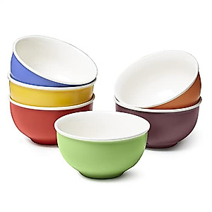 LIFVER Cereal Bowls, 24 Oz Soup Bowls, Ceramic Bowls, Ceramic Bowls for Soup Cereal Dessert, 5.75 Inches, Multicolour, Microwave and Dishwasher Safe, Set of 6