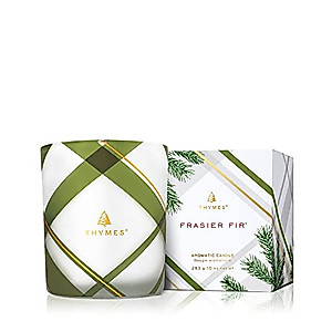 Thymes Frosted Plaid Frasier Fir Candle - 10 Oz Medium Jar Candle