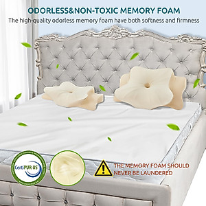 DONAMA Cervical Pillow for Neck and Shoulder,Contour Memory Foam Pillow,Ergonomic Neck Support Pillow for Side Back Stomach Sleepers with Pillowcase