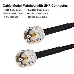 MOOKEERF PL-259 UHF Male Plug Crimp Coax Connector Adapter for RG58 LMR195 RG400 3D-FB KSR195 Cable (Pack of 10)