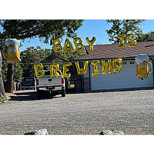 JeVenis Baby is Brewing Balloons Baby is Brewing Banner Baby Reveal Balloons Baby Brewing Baby Shower Decor Baby Gender Reveal Decoration