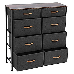 Vertical Furniture Storage Tower - Sturdy Steel Frame, Easy Pull Fabric Bins - Organizer Unit for Bedroom, Hallway, Entryway, Closets - 8 Drawers