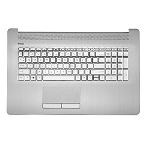 Replacement Upper Case Palmrest for HP 17-by 17-CA 17T-by 17Z-CA 17t-by400 17-by0026cy 17z-ca300 Series Laptop Non-Backlight Keyboard Assembly with ODD Top Cover L92785-001 Natural Silver