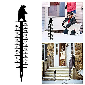 Gift 24cm Snowflake Snow Measuring Instrument Snowmobile Snow Measuring Instrument Metal Snow Measuring Ruler Outdoor Garden Ornament Waist Level Camera (Black, One Size)